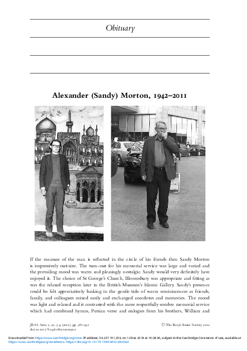(PDF) Alexander (Sandy) Morton, 1942–2011