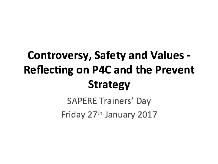 (PDF) Controversy, Safety and Values - Reflecting on P4C and the ...