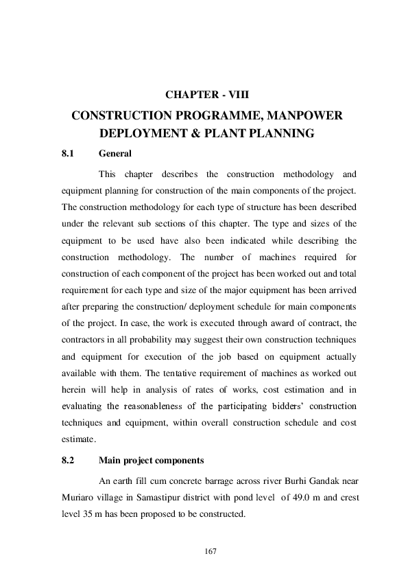 (PDF) CHAPTER -VIII CONSTRUCTION PROGRAMME, MANPOWER DEPLOYMENT & PLANT ...