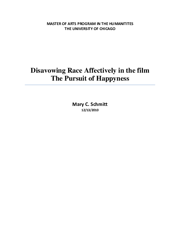 (PDF) Disavowing Race Affectively in the film The Pursuit of Happyness