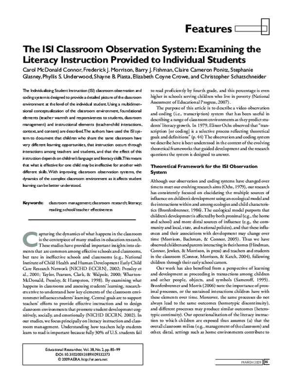 (PDF) The ISI classroom observation system: Examining the literacy ...