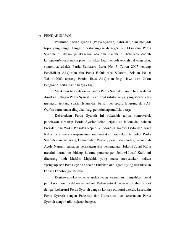 (DOC) Keberadaan Perda Syariah di Negara Hukum Indonesia