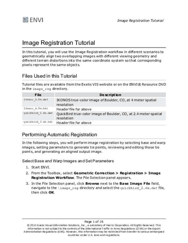 (PDF) Image Registration Tutorial