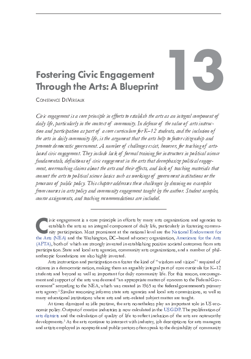 (PDF) Fostering Civic Engagement Through the Arts: A Blueprint