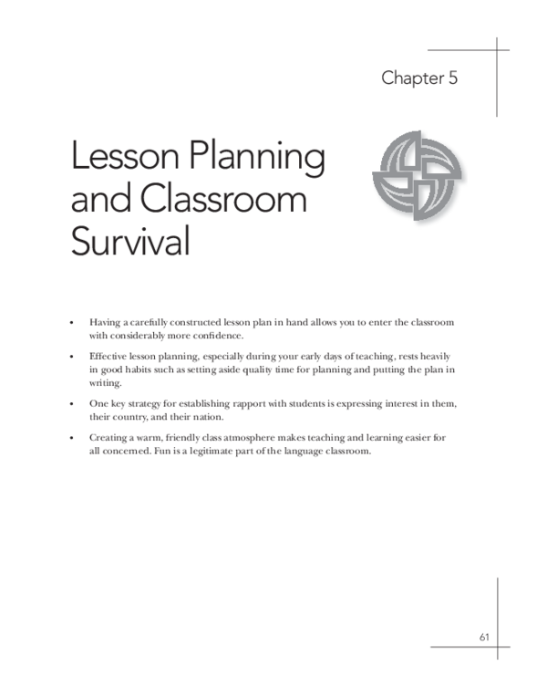 (PDF) Lesson planning and Classroom Survival
