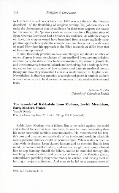 (PDF) Bernard Dov Cooperman, “Review of ‘The Scandal of Kabbalah: Leon ...