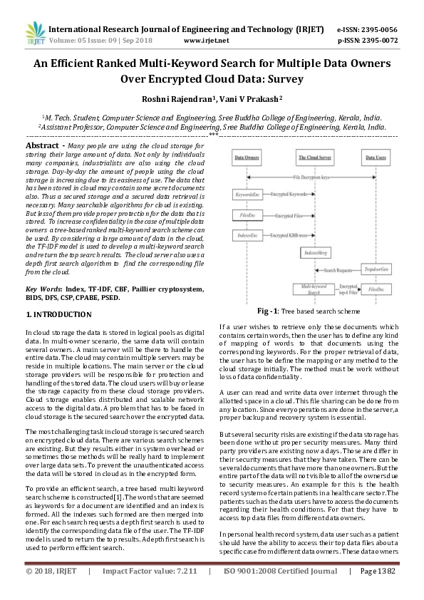 Pdf Irjet An Efficient Ranked Multi Keyword Search For Multiple Data Owners Over Encrypted