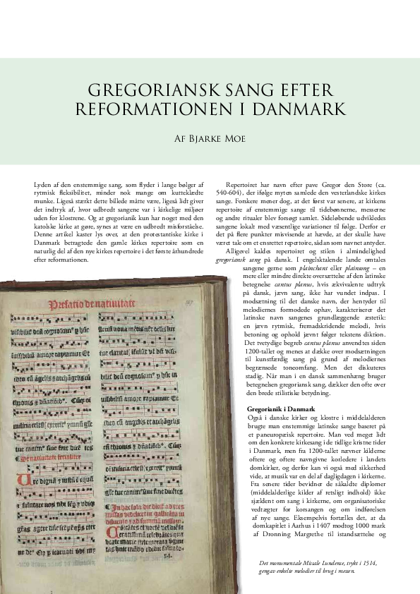 (PDF) Gregoriansk sang efter reformationen i Danmark [Plainsong after ...