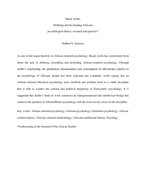 (PDF) Daudi Azibo Defining and developing Afri1