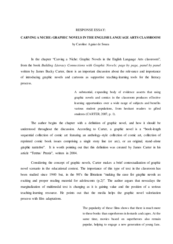 (PDF) RESPONSE ESSAY: CARVING A NICHE: GRAPHIC NOVELS IN THE ENGLISH ...