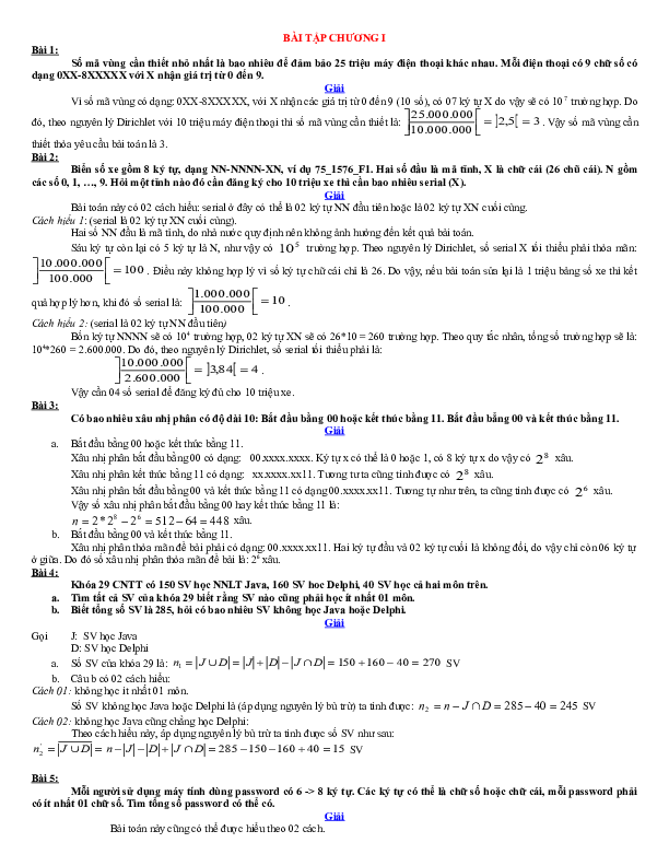 (DOC) BÀI T P CH NG I Bài 1