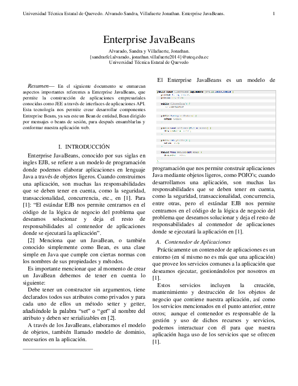 (DOC) Enterprise JavaBeans.docx.docx | Sandra Alvarado Felix - Academia.edu