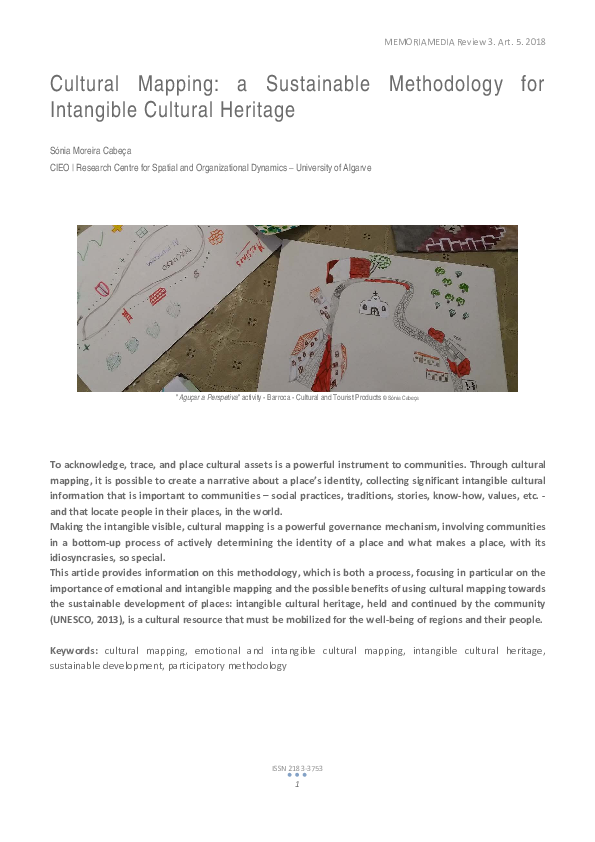 (PDF) Cultural Mapping: a Sustainable Methodology for Intangible Cultural Heritage