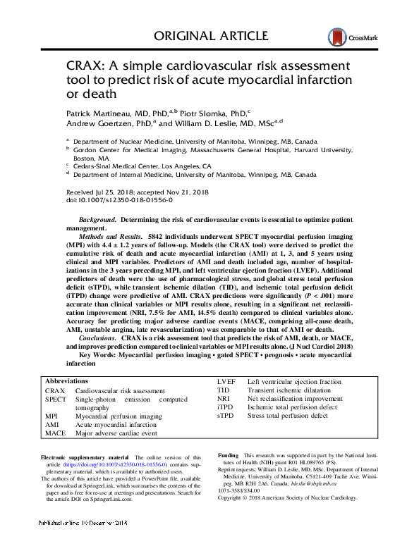 (PDF) CRAX: A simple cardiovascular risk assessment tool to predict ...