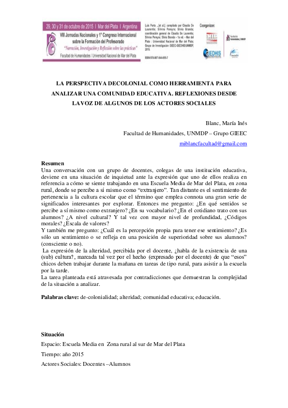 (PDF) LA PERSPECTIVA DECOLONIAL COMO HERRAMIENTA PARA ANALIZAR UNA ...