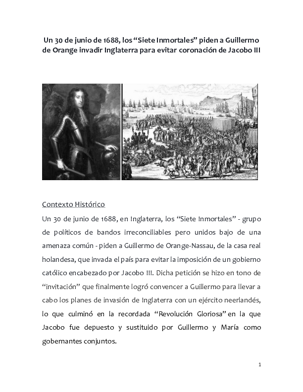 (PDF) Relevancia de la "Revolución Gloriosa" de 1688 en el desarrollo político y jurídico del ...