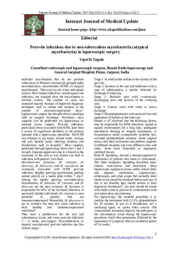 (PDF) Port-site infections due to non-tuberculous mycobacteria ...