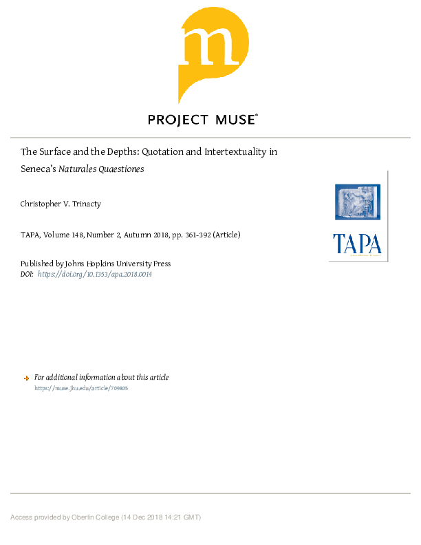 (PDF) The Surface and the Depths: Quotation and Intertextuality in ...