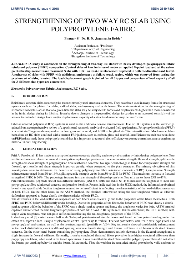 Pdf Strengthening Of Two Way Rc Slab Using Polypropylene Fabric
