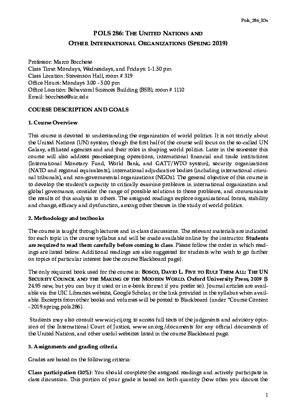 (PDF) Syllabus - The United Nations & Other International Organizations