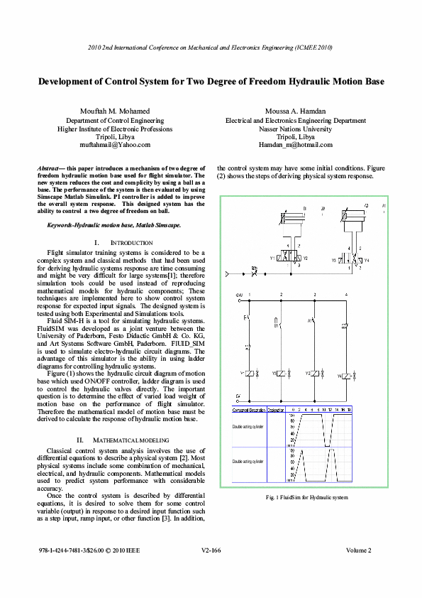 (PDF) Development of Control System for Two Degree of Freedom Hydraulic ...