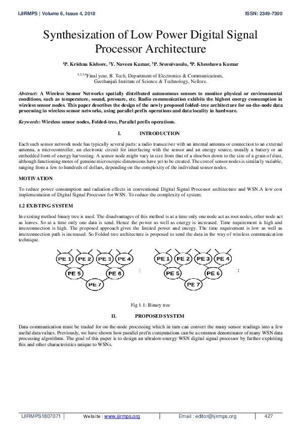 (PDF) Synthesization of Low Power Digital Signal Processor Architecture