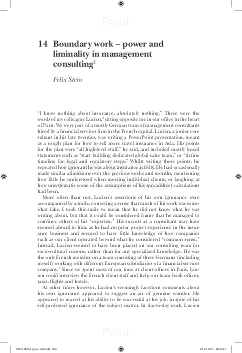 (PDF) Boundary work: Power and liminality in management consulting