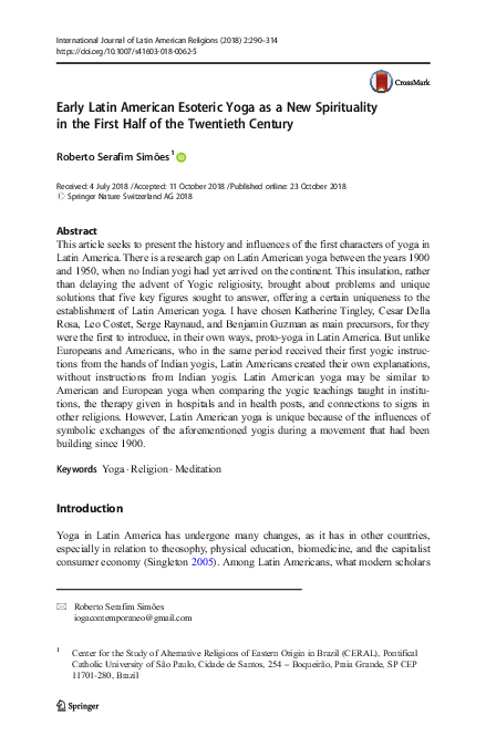 (PDF) Early Latin American Esoteric Yoga as a New Spirituality in the ...