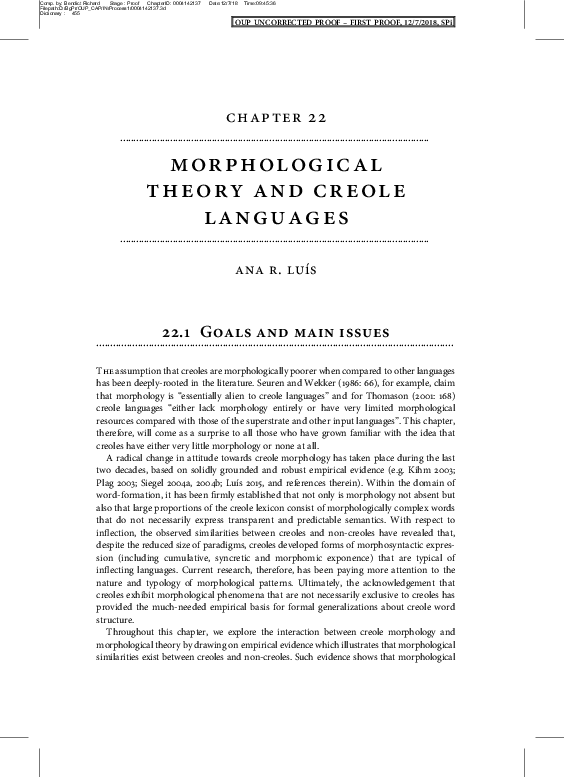 (PDF) Creole Morphology and Morphological Theory