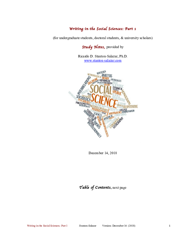 (PDF) Writing in the Social Sciences: Part 1 Study Notes