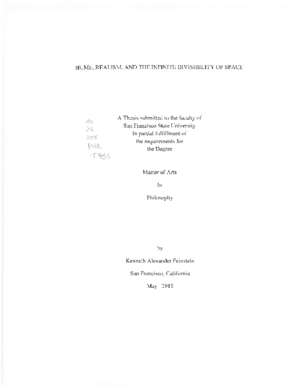 (PDF) HUME, REALISM, AND THE INFINITE DIVISIBILITY OF SPACE | Ken ...