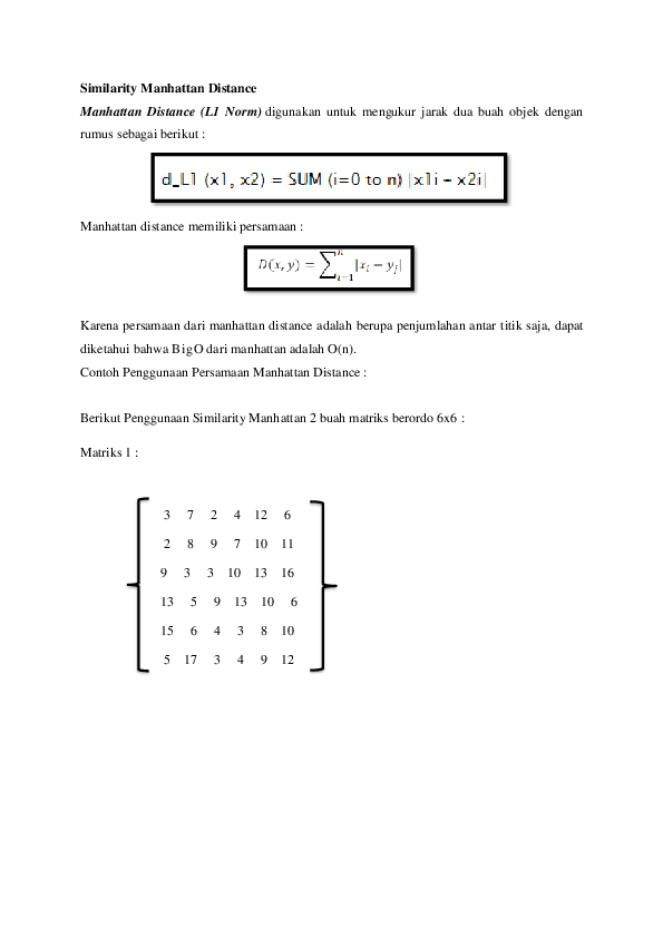 (DOC) Similarity Manhattan Distance