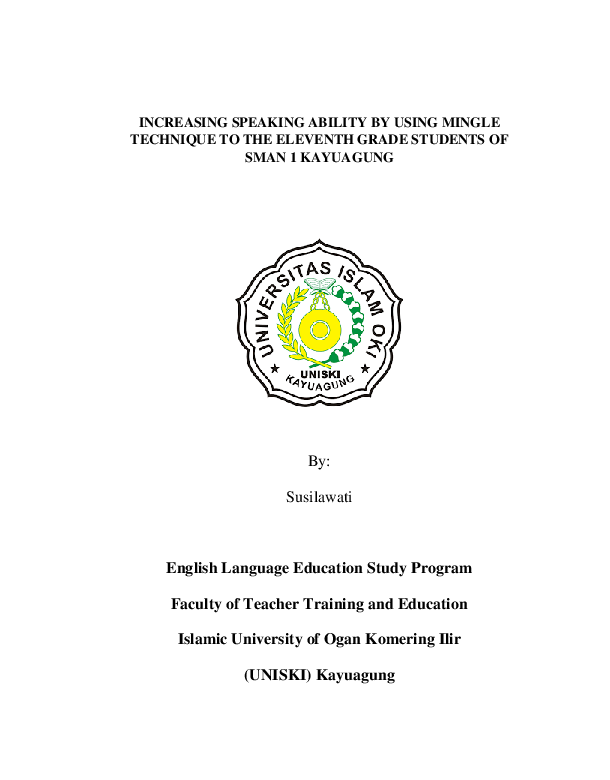 (DOC) INCREASING SPEAKING ABILITY BY USING MINGLE TECHNIQUE TO THE ...