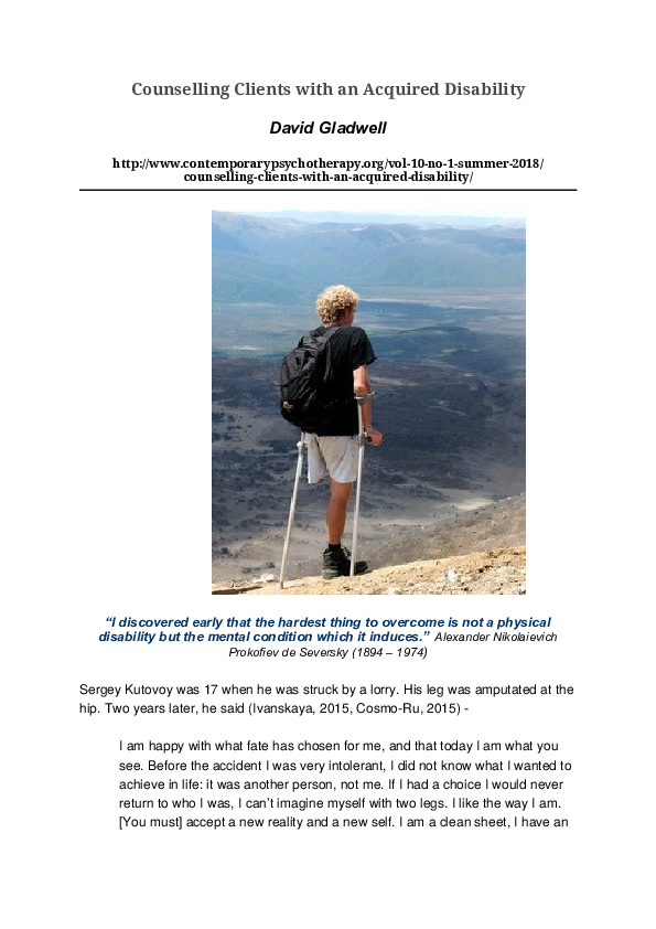(PDF) Counselling Clients with an Acquired Disability
