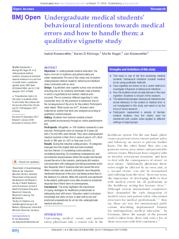 (PDF) Undergraduate medical students' behavioural intentions towards ...
