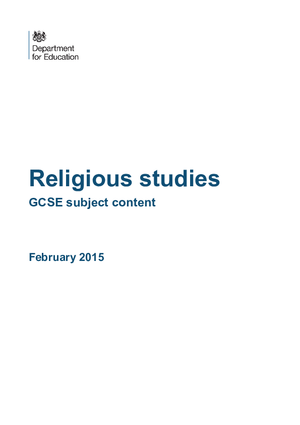 (PDF) Religious studies GCSE subject content