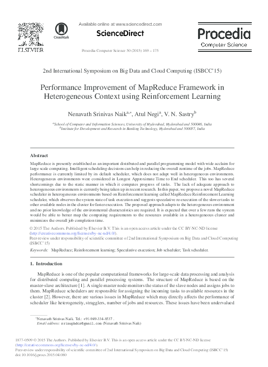 Pdf Performance Improvement Of Map Reduce Framework In 1 Anwar