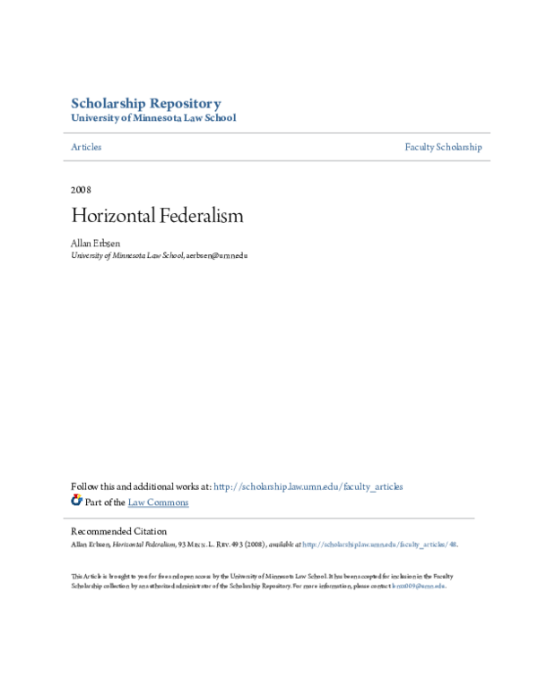(PDF) Scholarship Repository Horizontal Federalism Recommended Citation