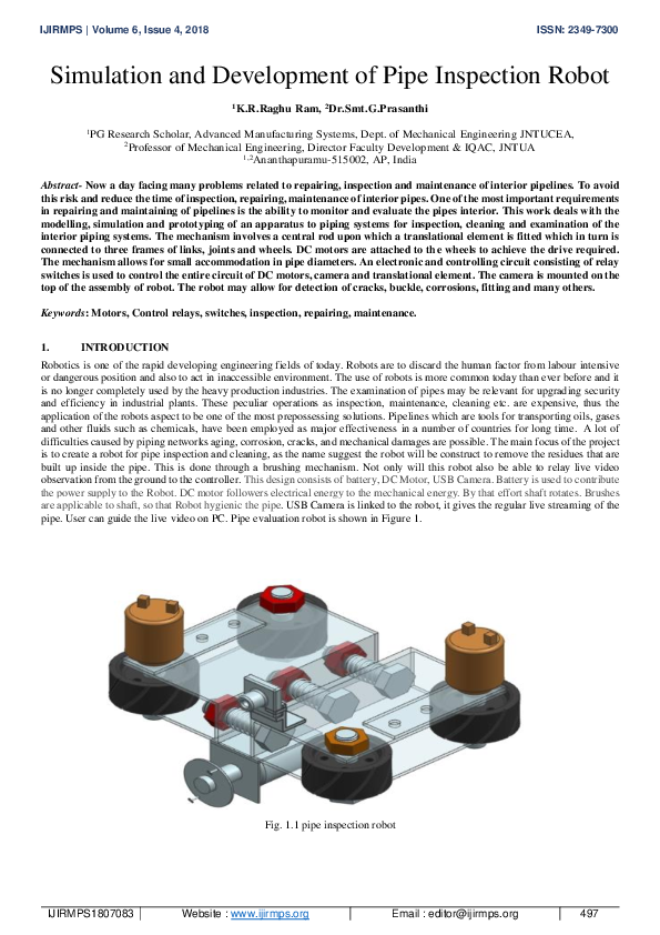 (PDF) Simulation and Development of Pipe Inspection Robot