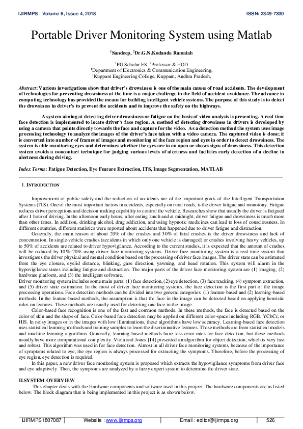 (PDF) Portable Driver Monitoring System using Matlab