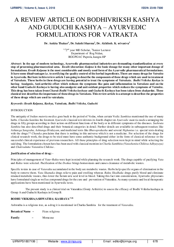 (PDF) A Review Article on Bodhivriksh Kashya and Guduchi Kashya ...