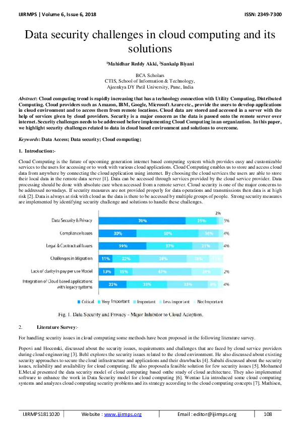 (PDF) Data Security Challenges in Cloud Computing and its Solutions ...