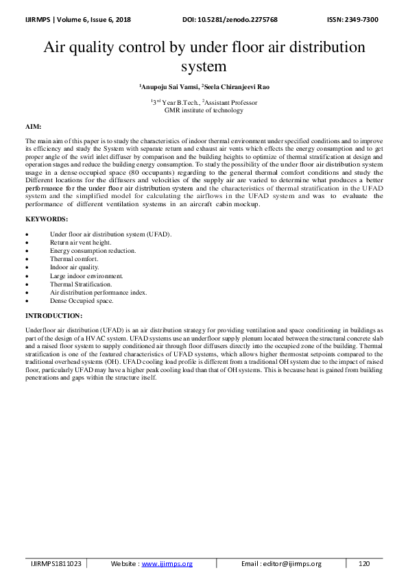 (PDF) Air Quality Control by Under Floor Air Distribution System