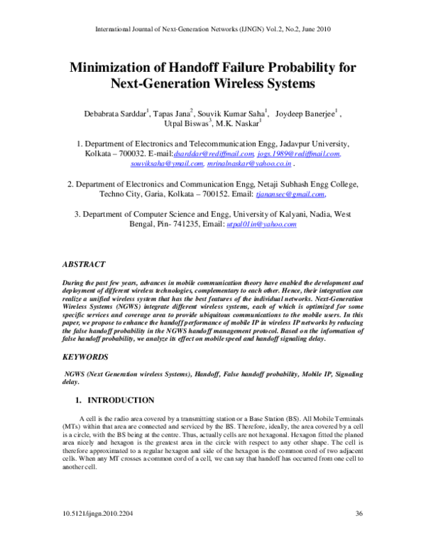 (PDF) Minimization of Handoff Failure Probability for Next-Generation Wireless Systems