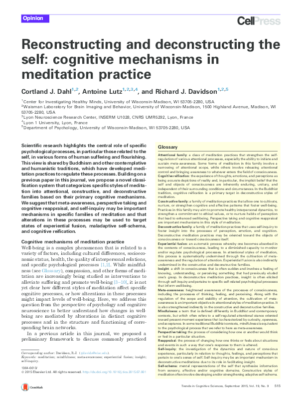 (PDF) Reconstructing and deconstructing the self: cognitive mechanisms ...