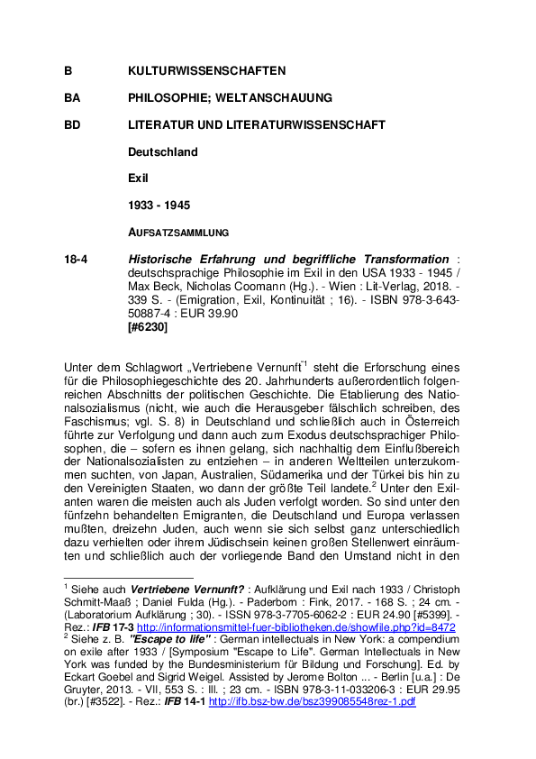 (PDF) IFB-REzension Historische Erfahrung und begriffliche ...