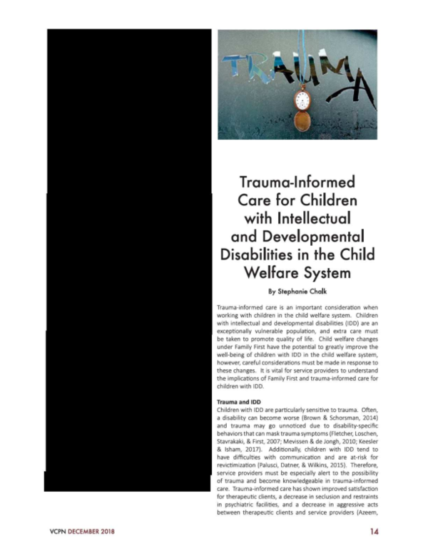 (PDF) Trauma-Informed Care for Children with Intellectual and Developmental Disabilities in the ...