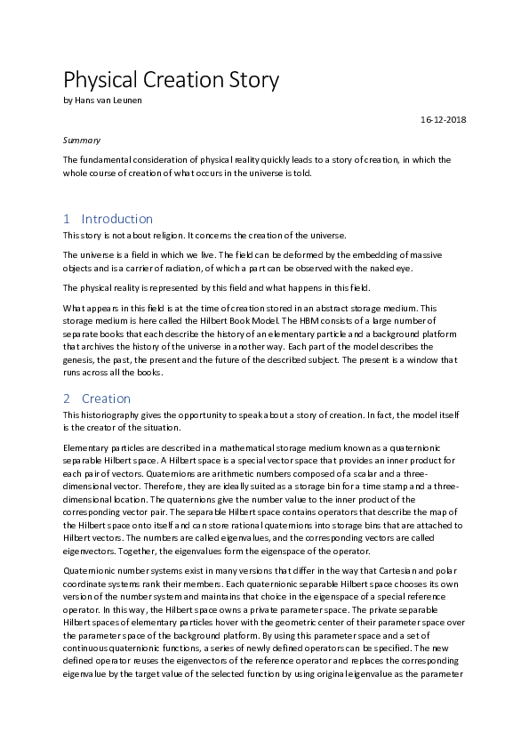 (PDF) Physical Creation Story