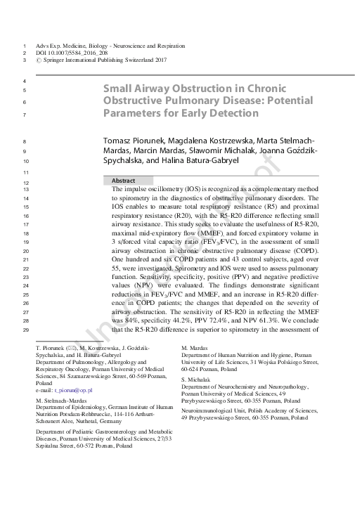 (PDF) Small Airway Obstruction in Chronic Obstructive Pulmonary Disease ...