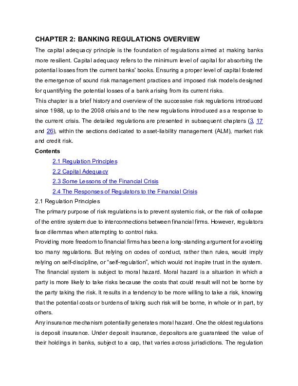 (PDF) CHAPTER 2: BANKING REGULATIONS OVERVIEW